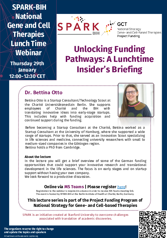 SPARK-BIH National Gene and Cell Therapies Lunch Time Webinar by Dr ...